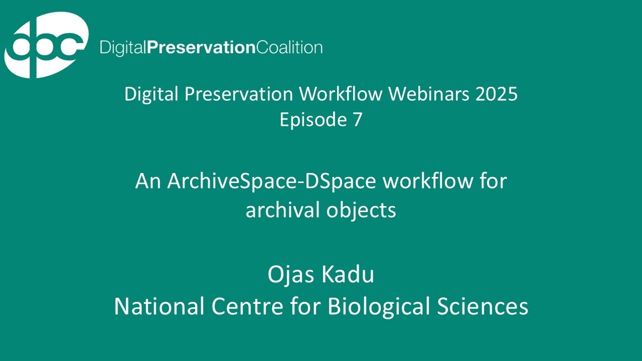 An ArchiveSpace-DSpace workflow for archival objects - YouTube