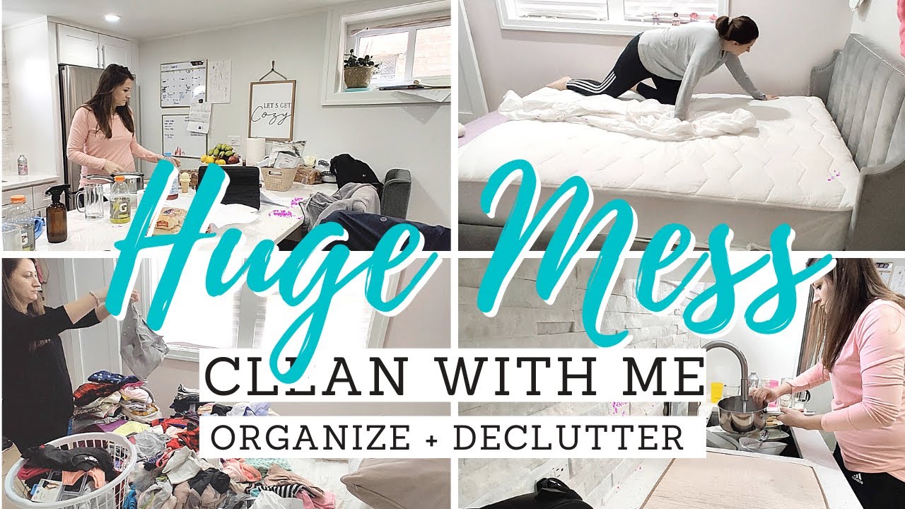 HUGE MESS CLEAN WITH ME, DECLUTTER AND ORGANIZE // SPEED CLEANING ...