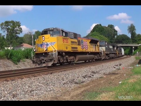 HD: UP 8730 leads NS Train 348 in Mableton, GA - YouTube