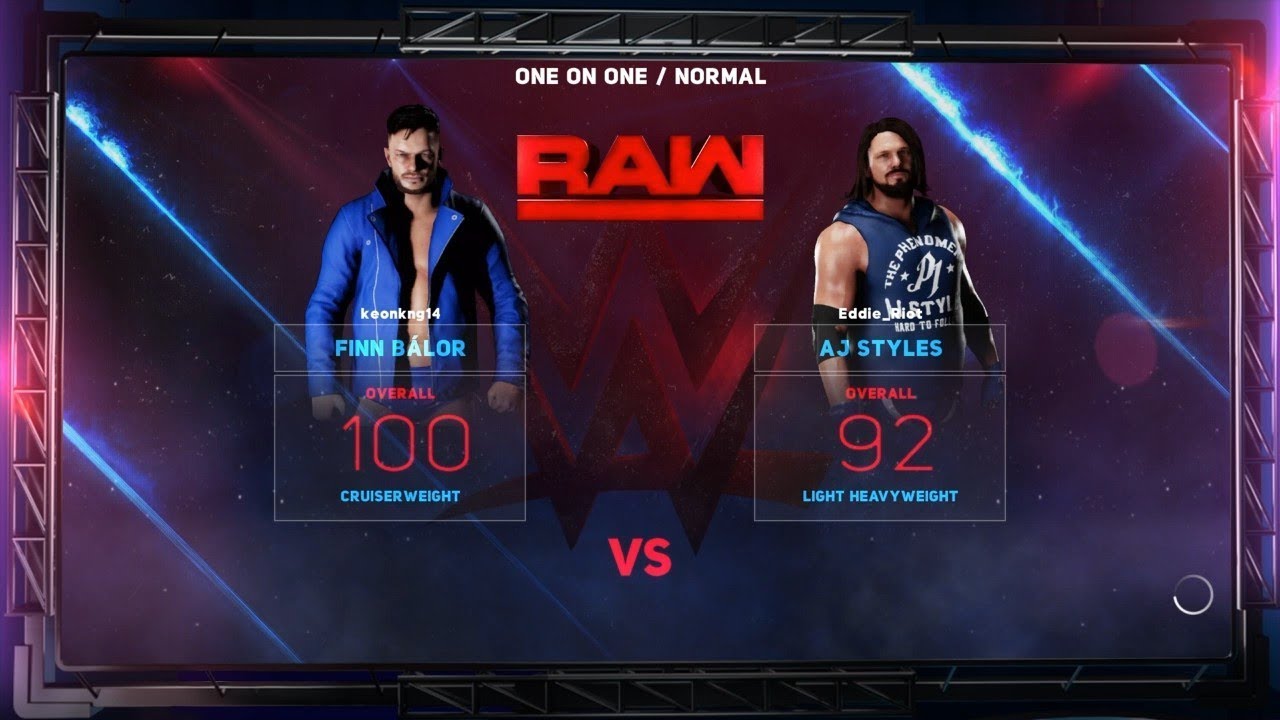 AJ Styles (Eddie Riot) vs Finn Balor (keonkng14) - YouTube