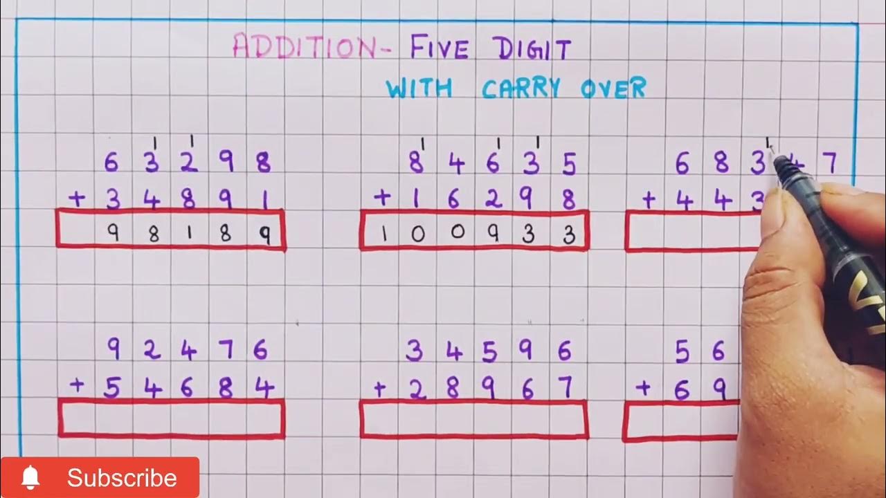 Addition of 5 Digit Numbers with carryover || Addition with carryover ...
