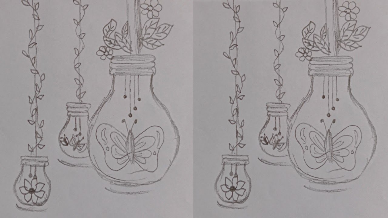 Unique Bulb Drawing with Plants ☘️🫰🏻 #drawing #youtube - YouTube