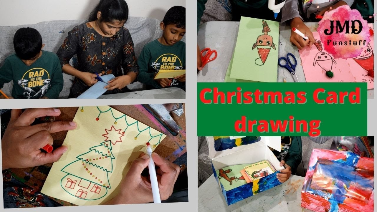 Christmas Card Drawing / How To Draw A Christmas Card / Christmas Card ...