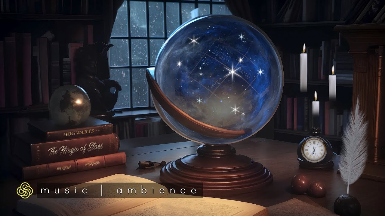 Midnight Magical Study | Classical Music & Ambience | Soft Piano & Rain ...