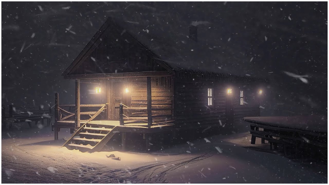 Heavy Blizzard at a Log Cabin┇Cold Ambience & Wind Sound Effect for ...