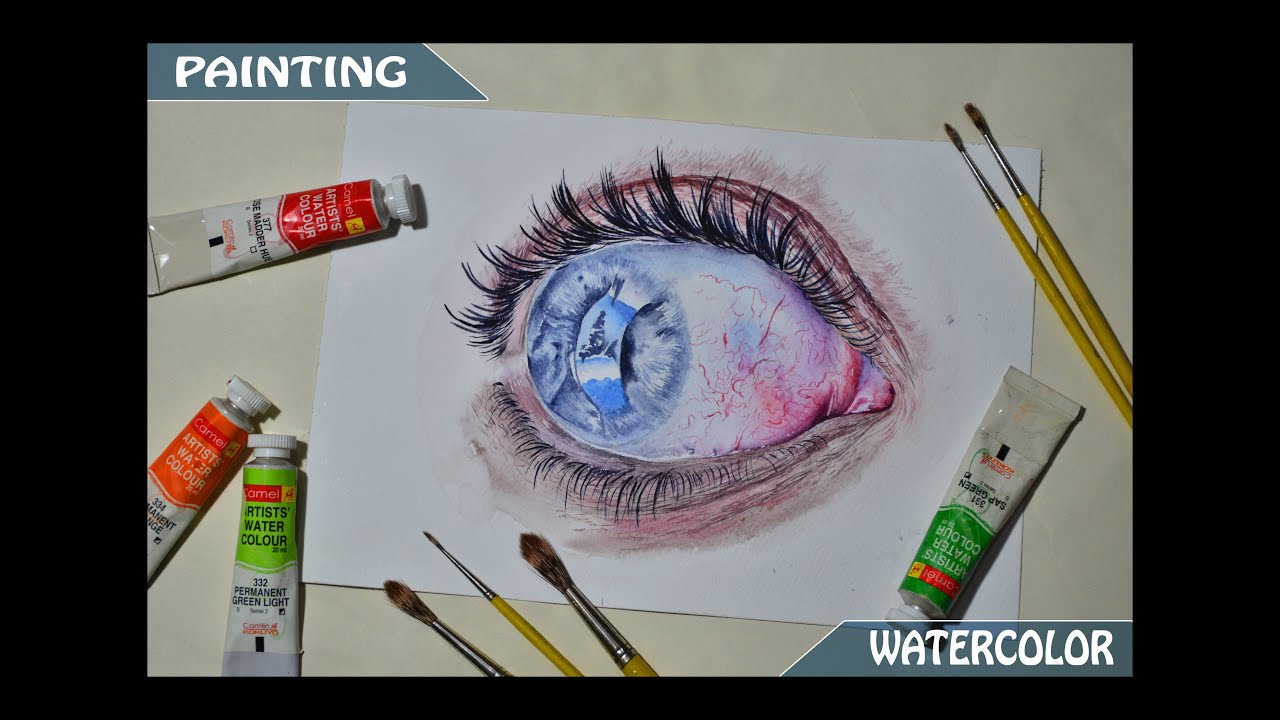 Realistic Eye Drawing With Watercolor / How To Draw Realistic Painting ...