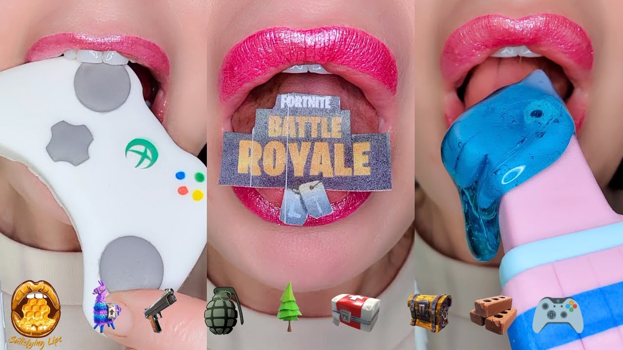 ASMR Eating Satisfying XBOX FORTNITE Emoji Food Mukbang 먹방 - YouTube
