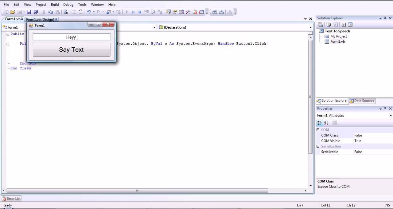 Visual Basic 2008 Tutorial ... Text To Speech - YouTube