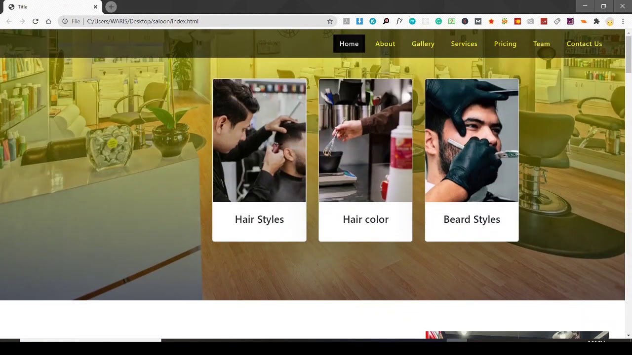 Salon Website Design | Part-1 | Responsive Bootstrap Website Start to ...