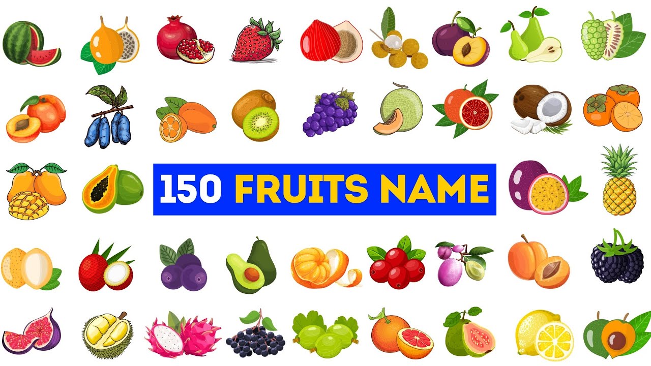 Fruits Name | 150 Fruits Name in English With Pictures | 150 Different ...
