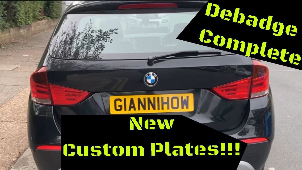 BMW X1 Debadge Process and new Custom Plates Project Part 7 - YouTube