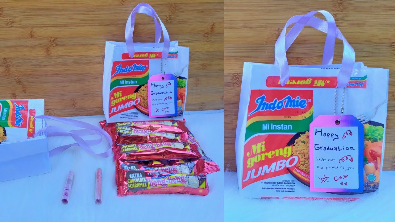 DIY Paper Bag Indomie Bungkus Kado Wisuda Isi Uang dan Snack untuk ...