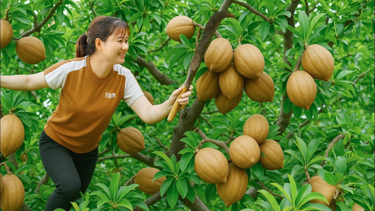 Harvesting Sapodilla Charcoal - This fruit makes your mouth black and ...