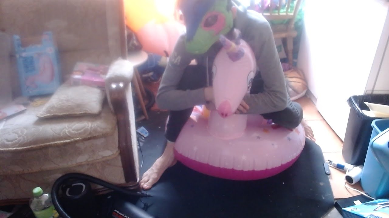 Inflatable Unicorn Popping And Inflatable Ball Blow to pop - YouTube