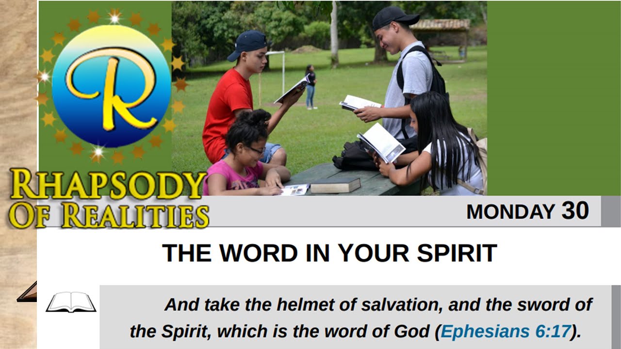 RHAPSODY OF REALITIES DEVOTIONAL,MONDAY MARCH 30, 2020. THE WORD IN ...