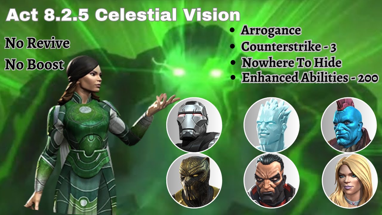 MCOC Act 8.2.5 Celestial Vision + Arrogance + Counterstrike - 3 + Nowhere To Hide Path - YouTube