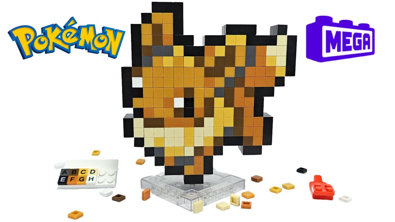 Building MEGA Pokemon Eevee Pixel Art - LEGO Pokemon Speed Build - YouTube