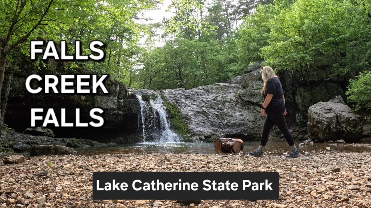Hiking to Falls Creek Falls on the Falls Branch Trail at Lake Catherine ...