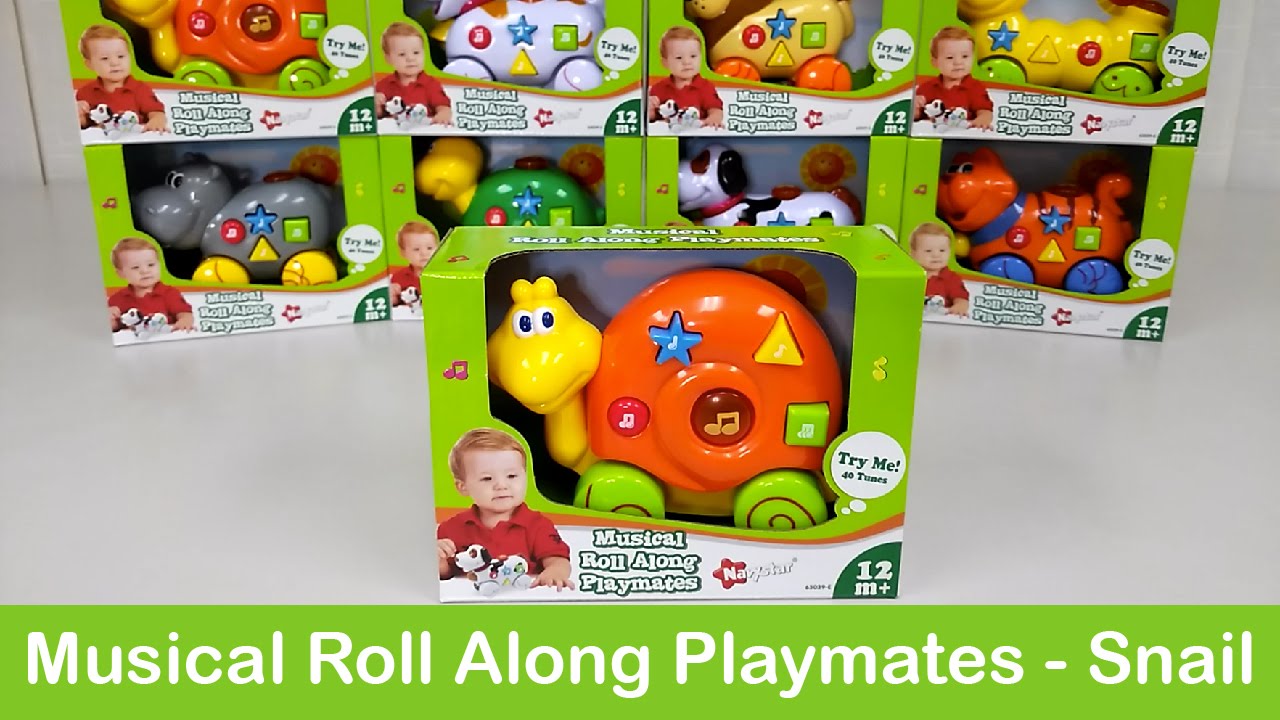 Interactive Toys "Musical Roll Along Playmates--Snail" Open Box - YouTube