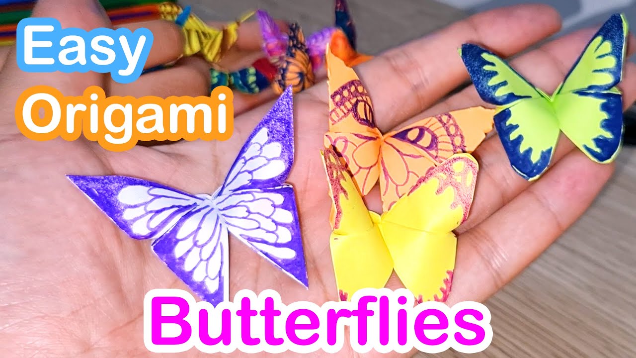 Easy Origami Butterflies - Simple DIY sticky notes craft - YouTube