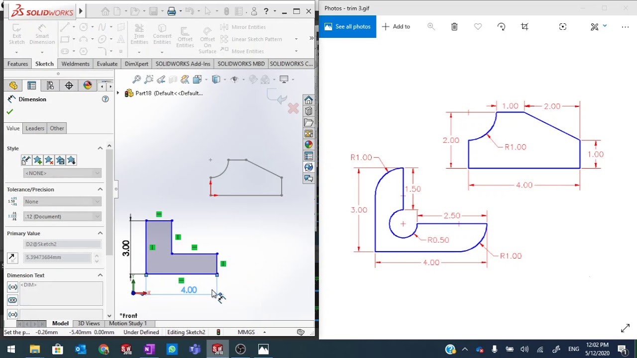5 Trim a sketch on Solidworks - YouTube