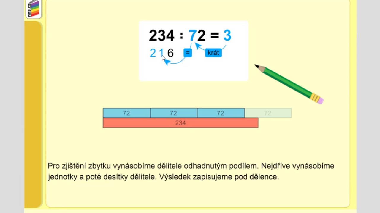 Písemné dělení dvojciferným číslem (254:72; dlouhý zápis),MM pro 5.roč ...