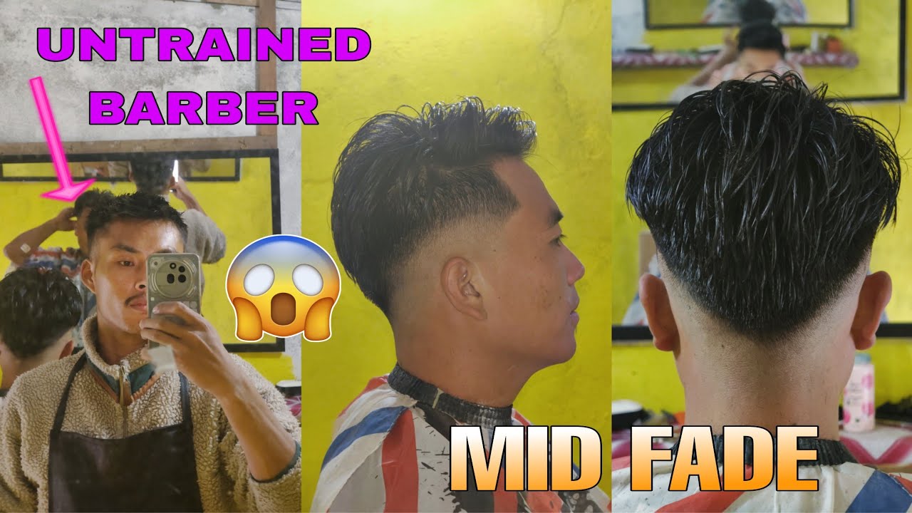 Full haircut video Mid fade on a client by an Untrained barber 😨 you ...