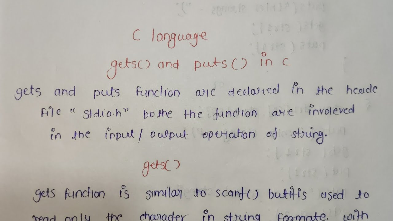 Gets( ) and Puts ( ) in C Language|| Diffination of Gets( ) and Puts ...