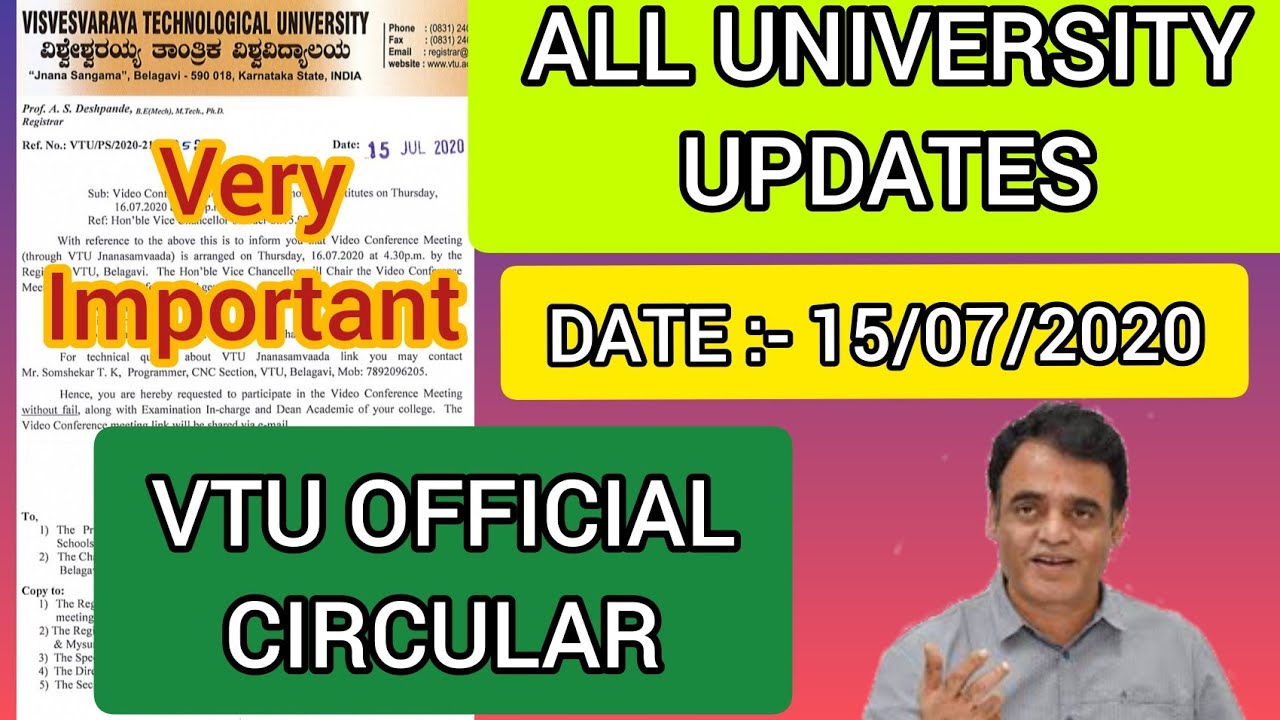 VTU OFFICIAL CIRCULAR:-15/07/2020||VTU UPDATES TODAY||VTU LATEST NEWS ...