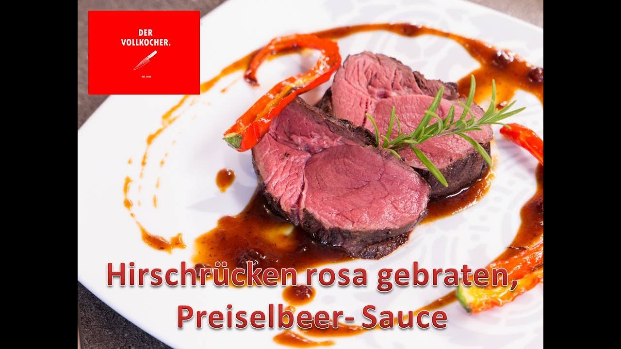 Hirschrücken in Niedertemperatur zart rosa gebraten. So einfach geht´s ...