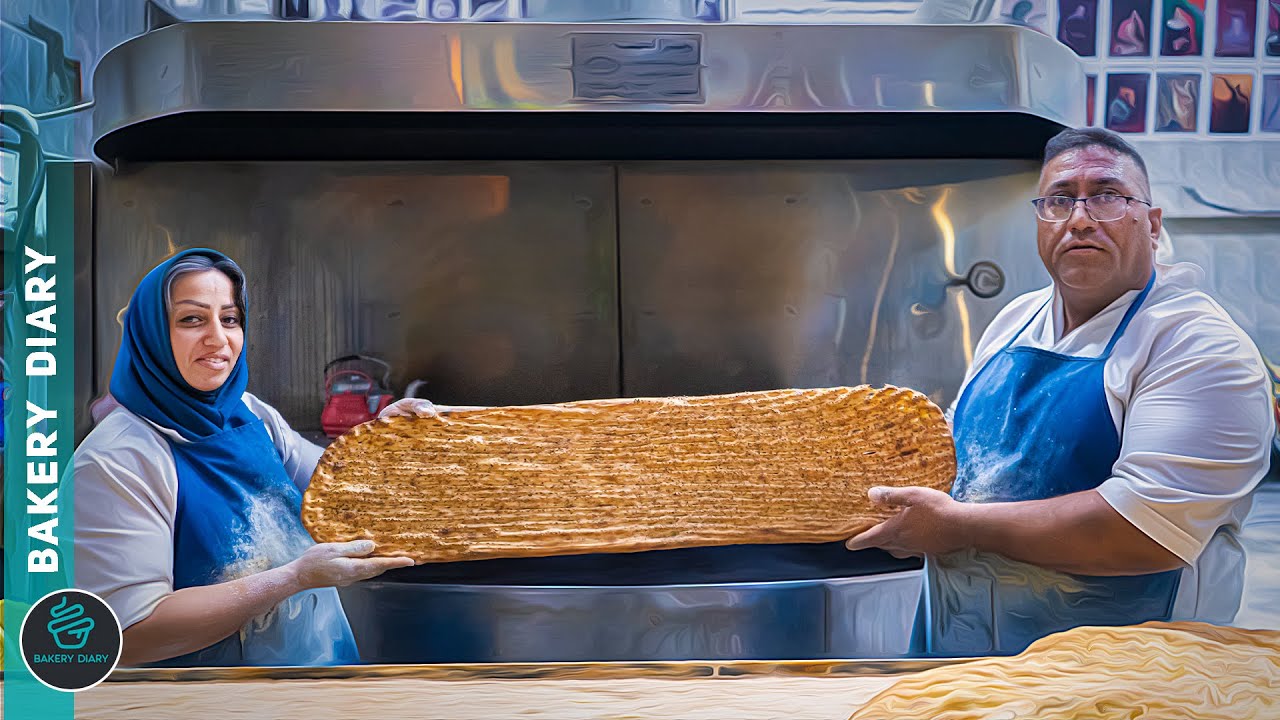 Amazing! Setting a record for baking 1 meter Barbari Bread | Baking Bread - YouTube