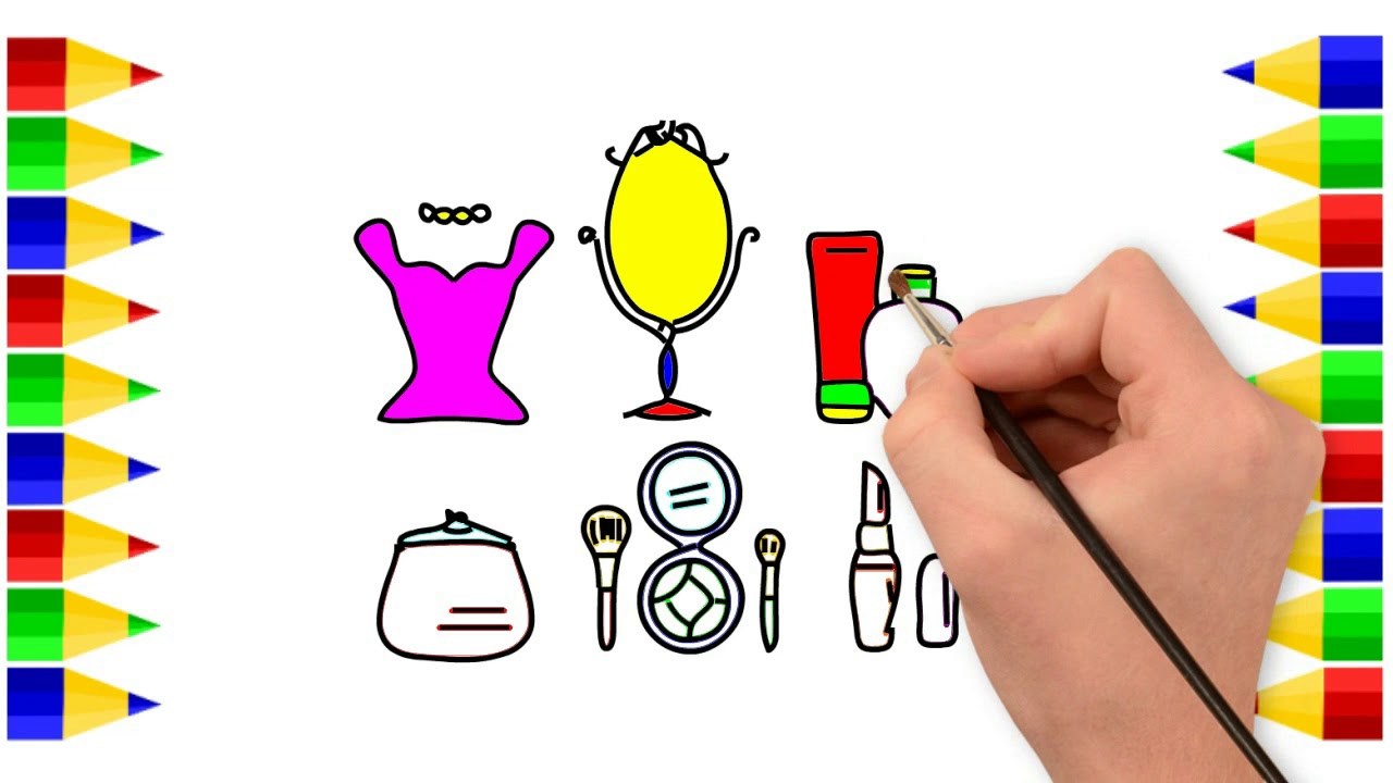 How to Draw Accessories for Girls -Coloring Women’s Shirt Mirror ...