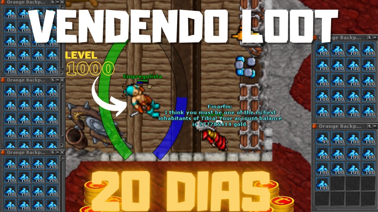VENDENDO LOOT DE 20 DIAS DE UM LEVEL 1000 NO TIBIA - YouTube