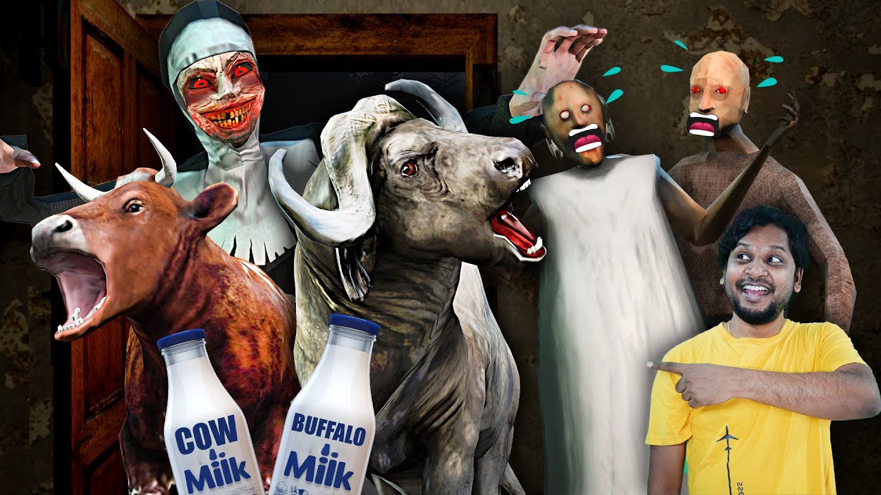 Evil Nun COW BUFFALO MILK गाय भैंस का दूध लड़ाई ईविल नन | Granny ...
