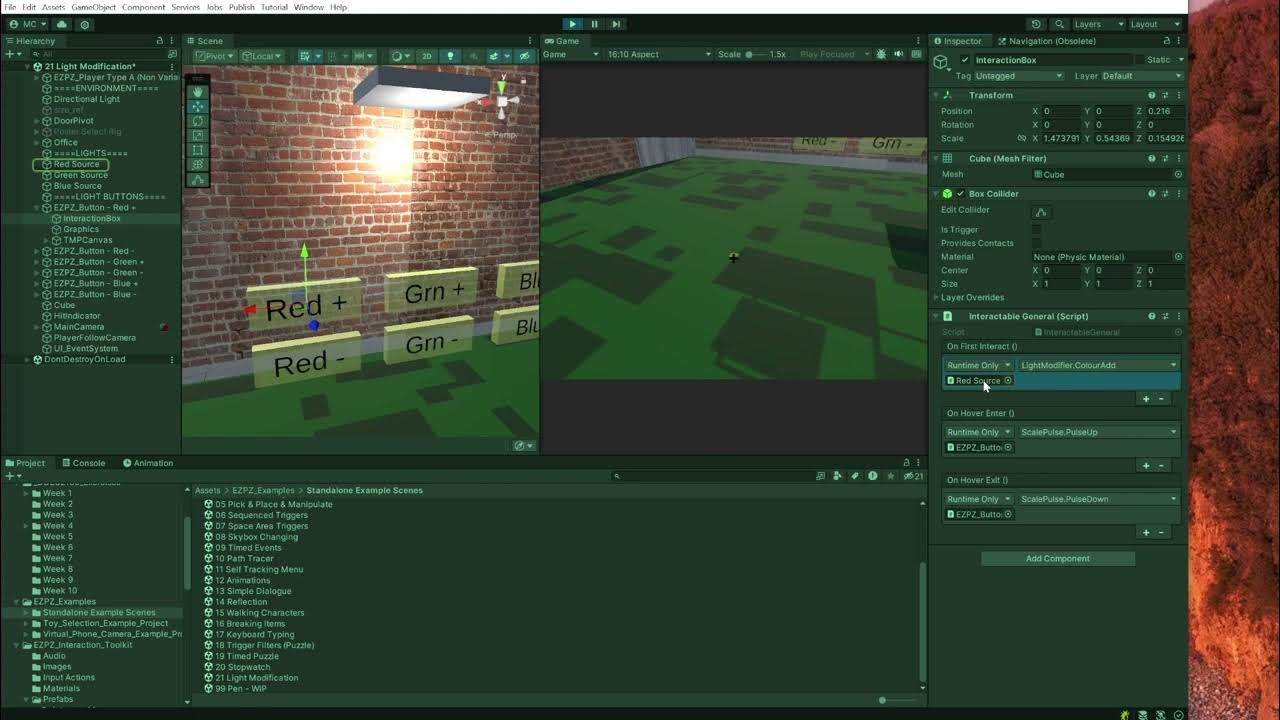 Realtime Light Colour Modification in Unity 3D (EZPZ Interaction Toolkit) - YouTube