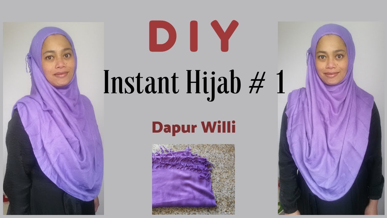 DIY Instant Hijab # 1 (pashmina into 2 loops hijab) permak pashmina ...