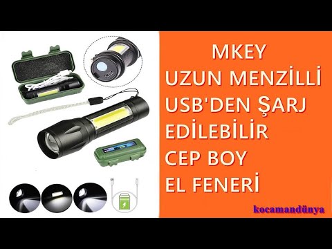 Uzun Menzilli El Feneri USB Şarjlı Şarj Edilebilir Avcılık Feneri Cep Boy #elfeneri #şarjlıelfeneri