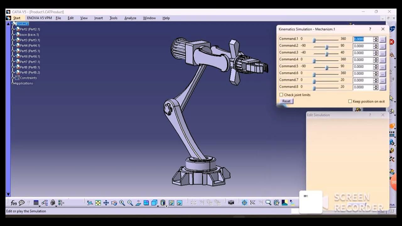 SIMULATION ROBOTIC ARM CATIA V5 - YouTube