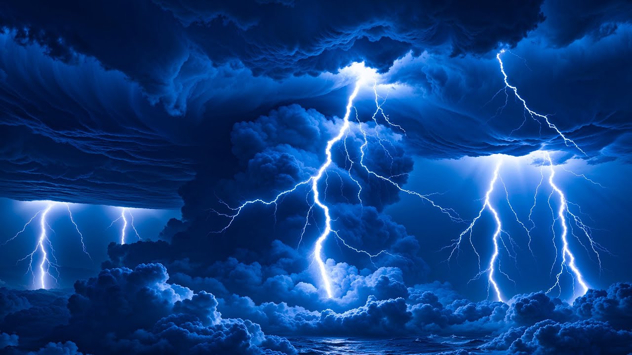 Intense Thunder and Heavy Thunderstorm Sounds | Rain with Lightning for ...