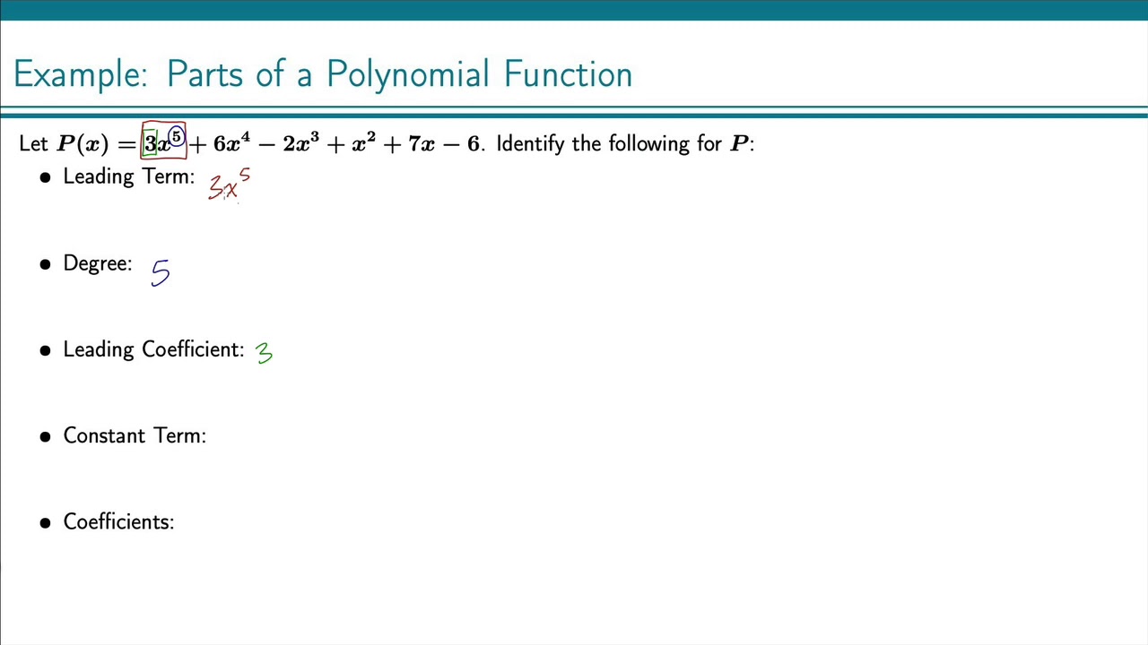 Example: Parts of a Polynomial (1) - YouTube