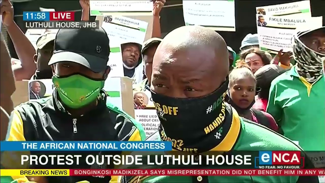 ANC members protest outside Luthuli House - YouTube