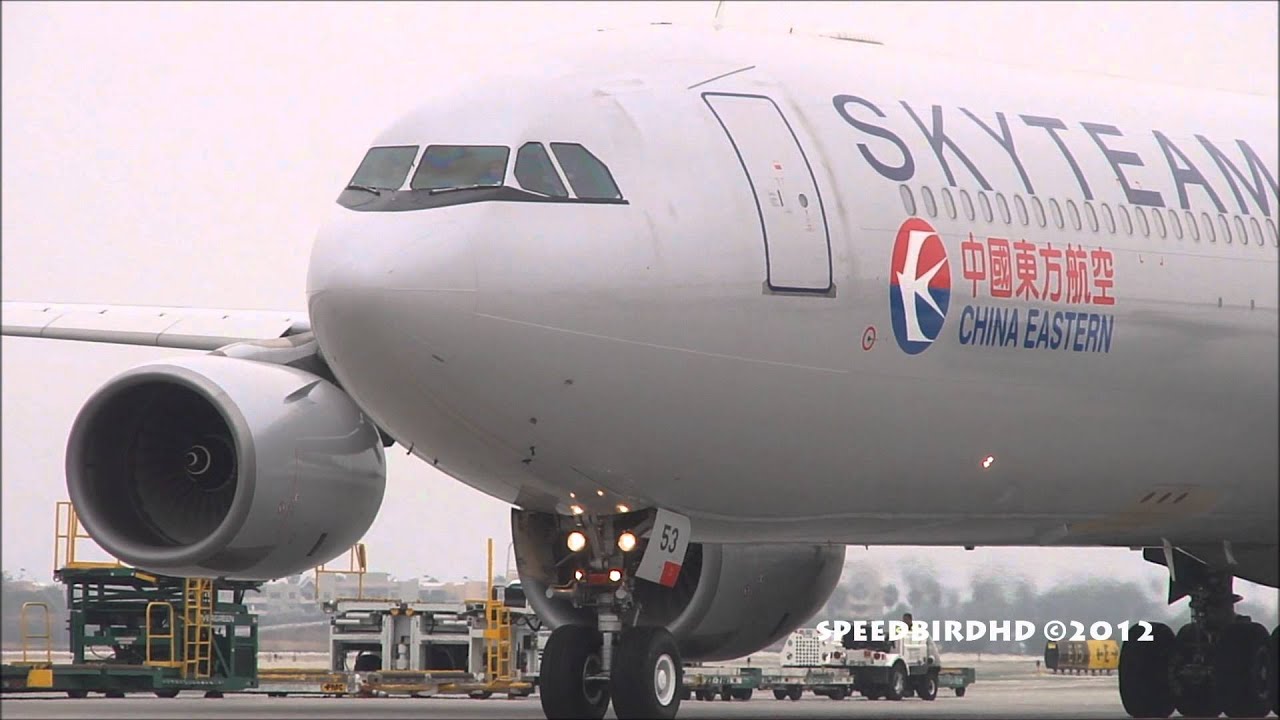China Eastern Airlines 'SKYTEAM' Airbus A340-642 [B-6053] Taxi & Takeoff - YouTube