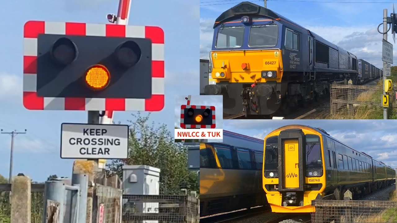 Two Trains Pass Together at Pirton Level Crossing, Worcestershire - YouTube
