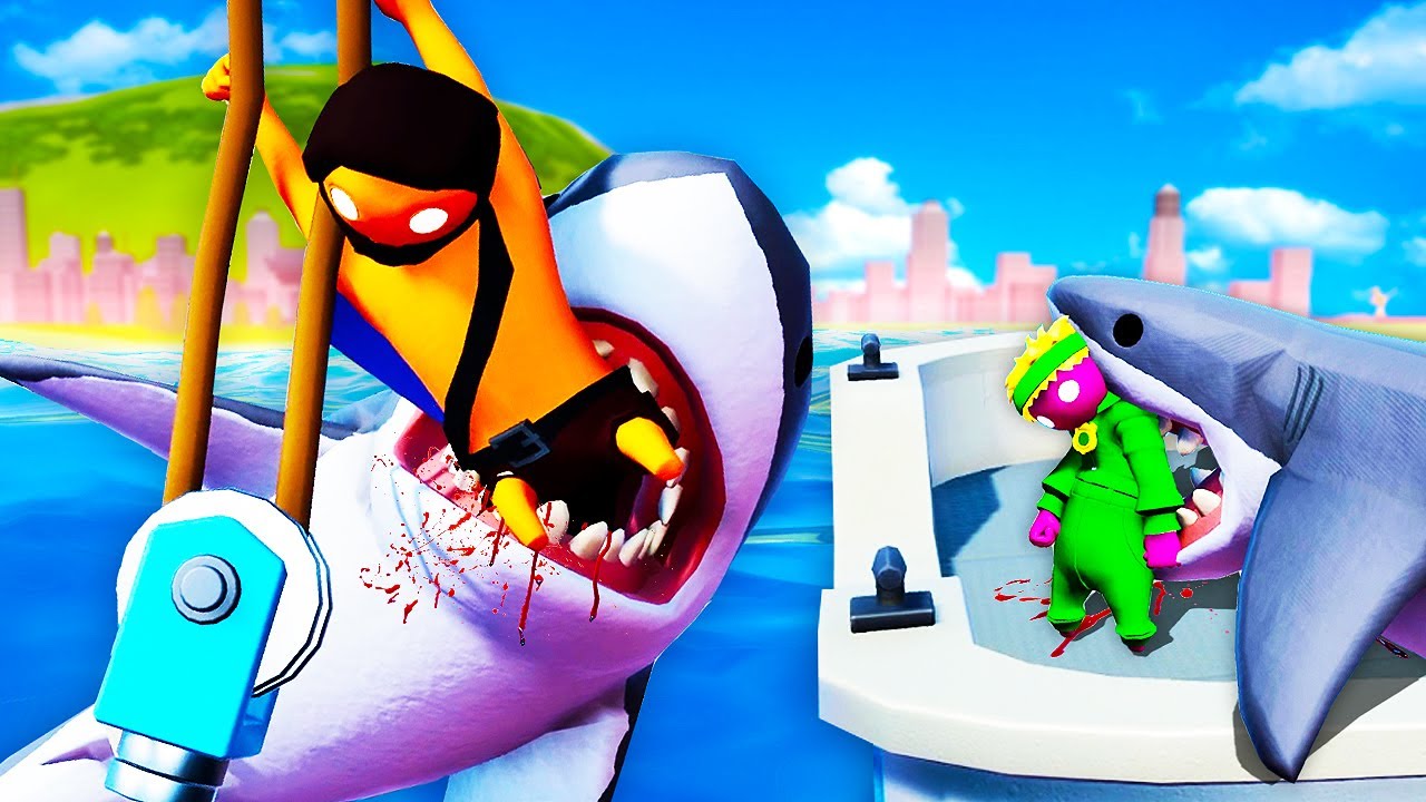 TERRIFYING Shark Attack on Fishing Ship... (Gang Beasts) - YouTube