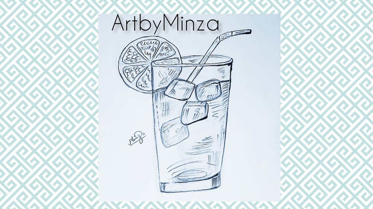 Cocktail fizzy drink drawing ..How to draw cocktail drink sketch Step ...