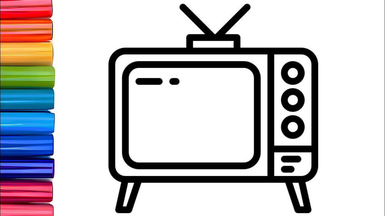 How to draw a telivision for children || Tv drawing and colouring ...
