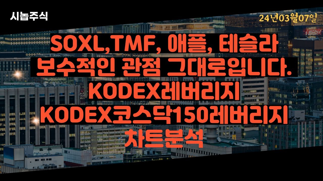 SOXL, TMF, 애플, 테슬라 보수적인 관점 유지! KODEX레버리지, KODEX코스닥150레버리지 차트분석 - YouTube