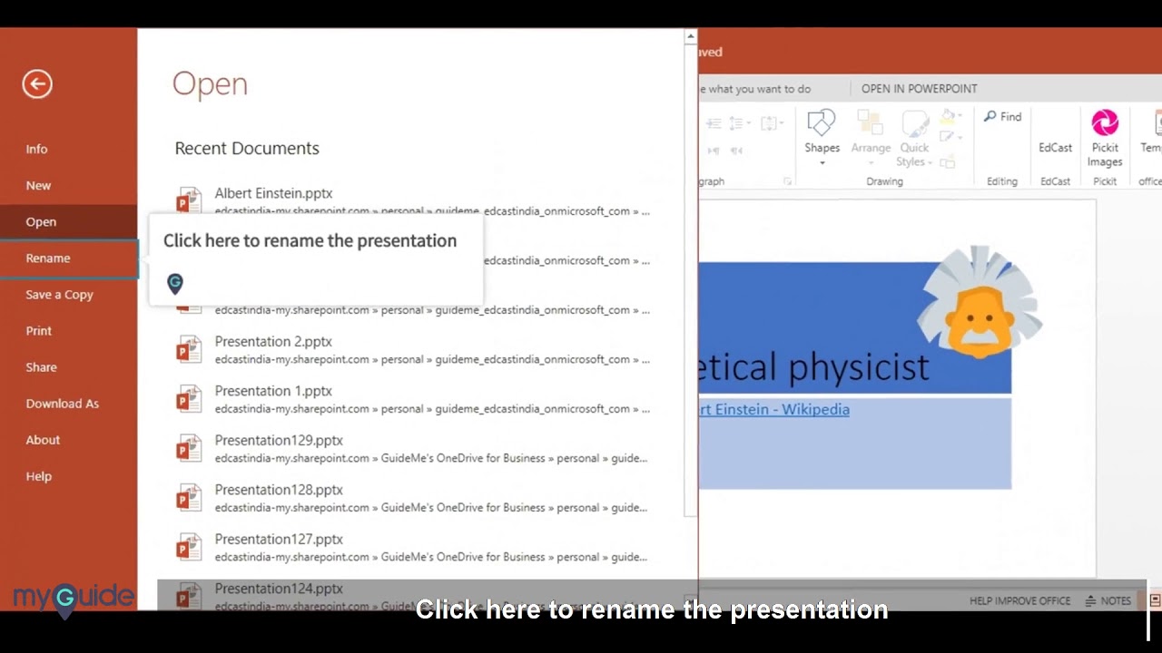 Working with file options using the Backstage view in PowerPoint - YouTube