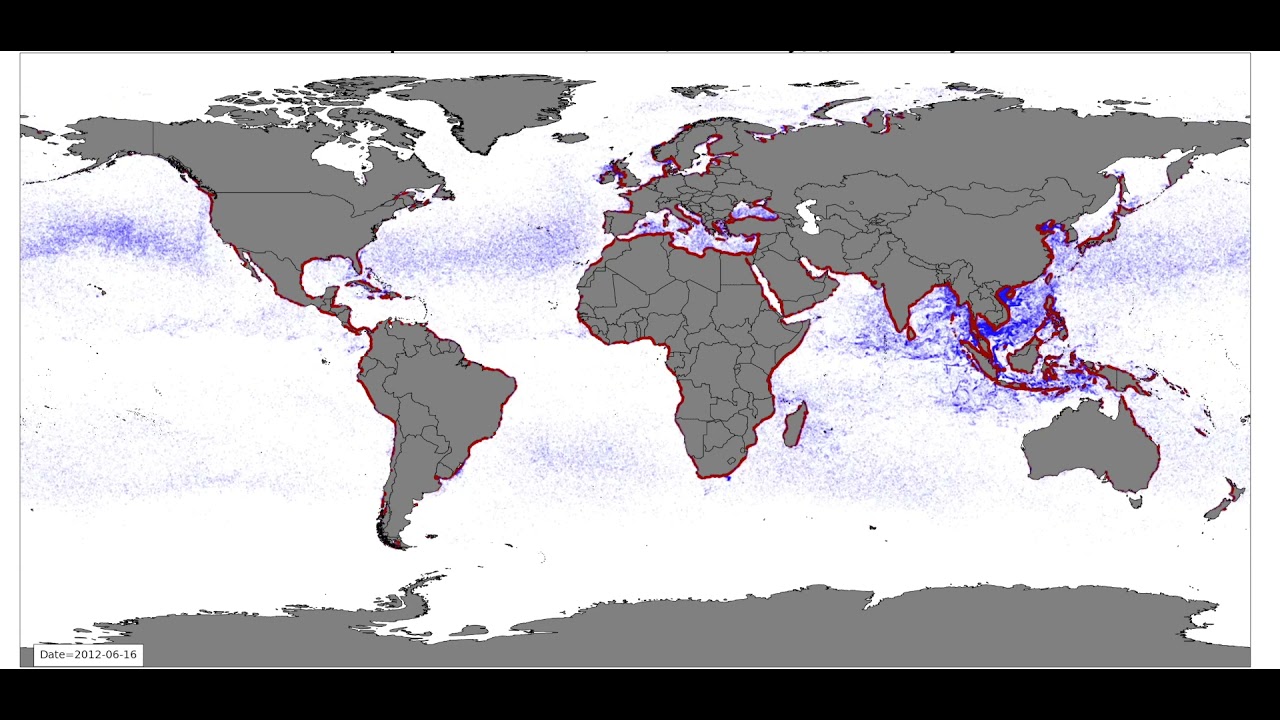 Global Beaching Ocean Parcels Simulation - YouTube