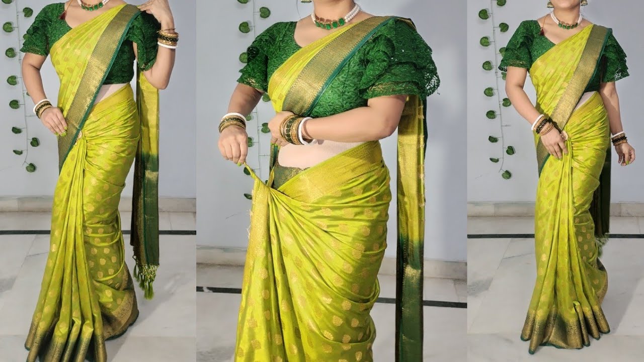 Beautiful banarasi silk saree draping with new tricks & tips ...